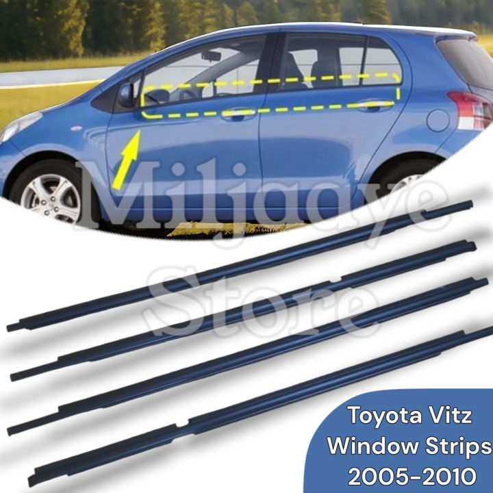 Toyota Vitz 2nd Gen Windows Strips Weatherstrips Outer Strip Black ...