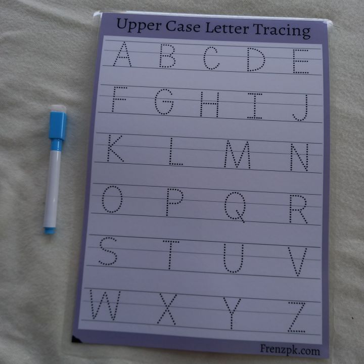 Upper Case Letter Tracing Laminated Eraseable for kids - with marker ...