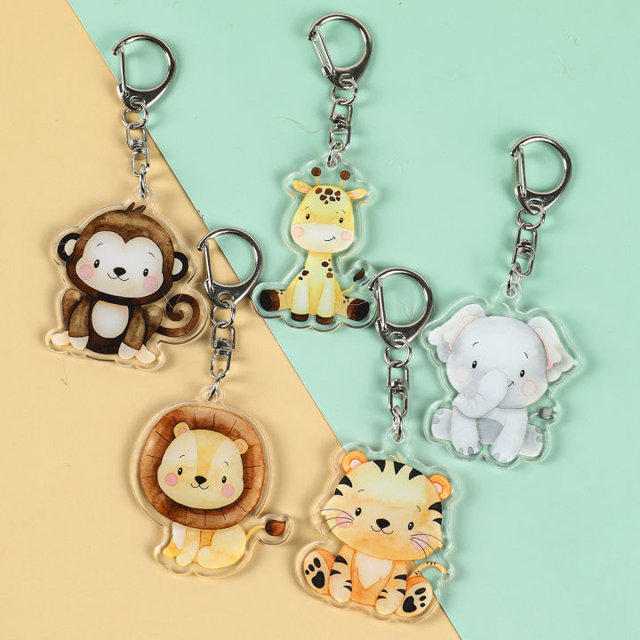 5pcs Jungle Animal Keychains Safari Animal Keychains Lion Giraffe ...