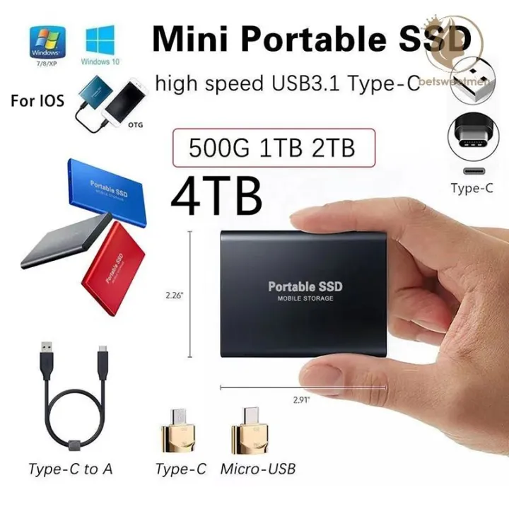 Mobile hard disk 4TB/2TB/1tbgb type C usb3.1 Portable SSD solid state ...