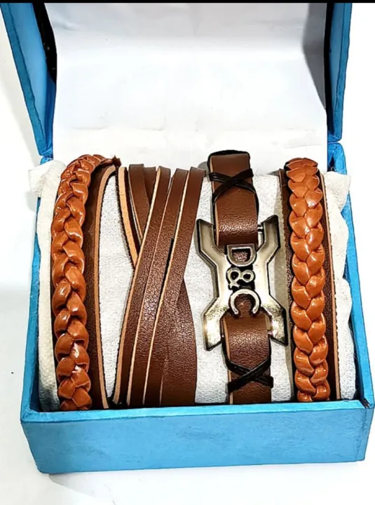 5 psc/T0p Fashion Mens Leather Braclets -Hogh Quality Hand Made Vintage ...