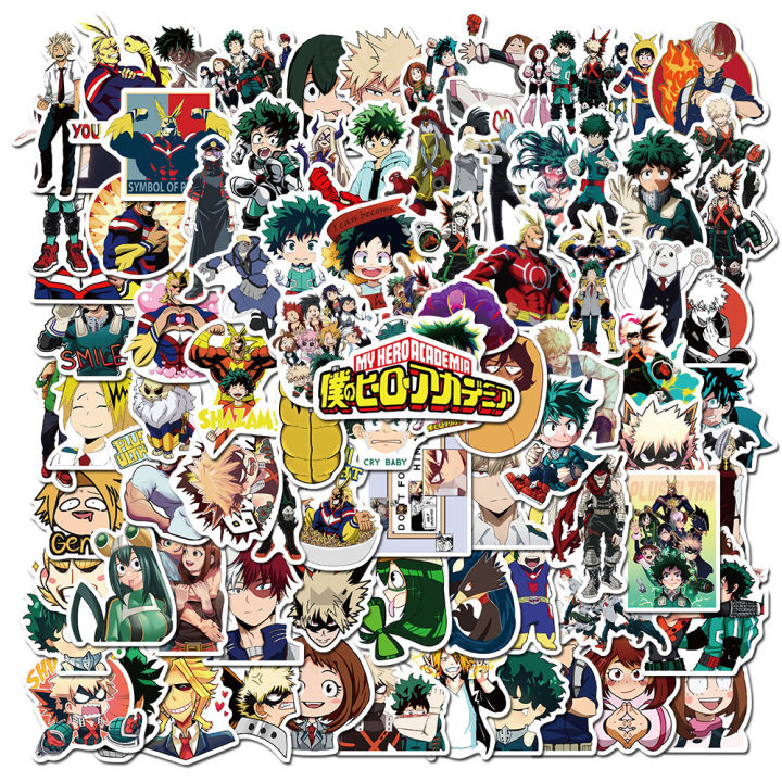 100pcs My Hero Academia Anime Sticker Pack Cartoon Phone Case Notebook ...