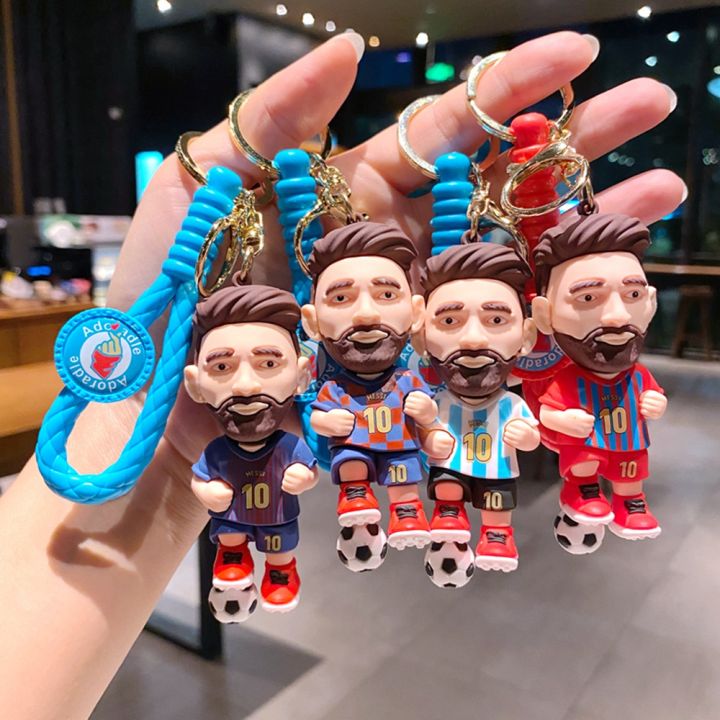 Soccer Star Figure Messi Keychain Cartoon Cute Doll Keyring Fashion ...