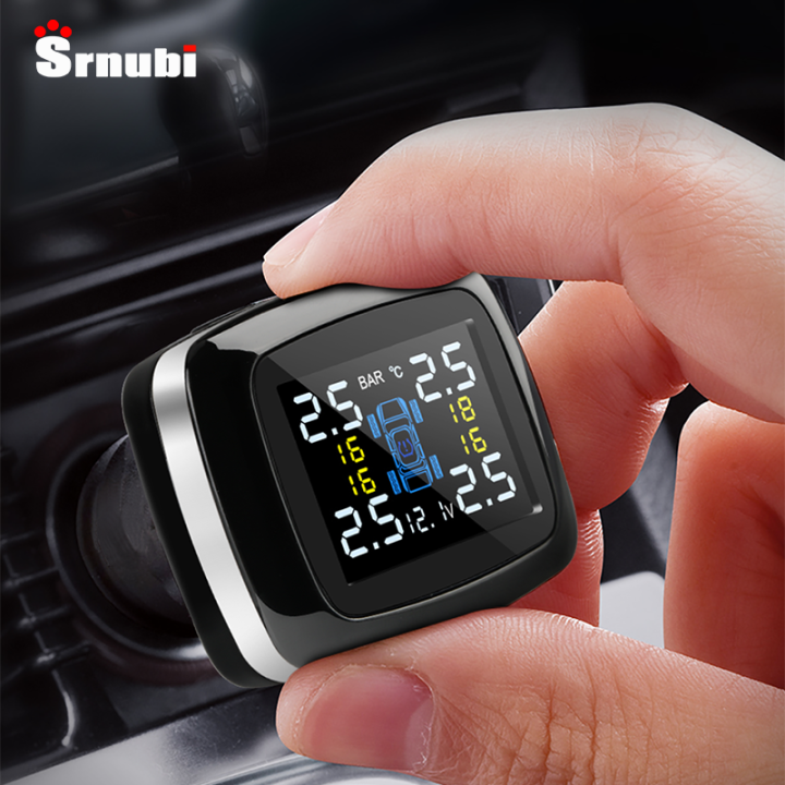 Smart Cigarette Lighter USB TPMS Car Tire Pressure Alarm Monitor System 4 Sensors Display Tyre ...