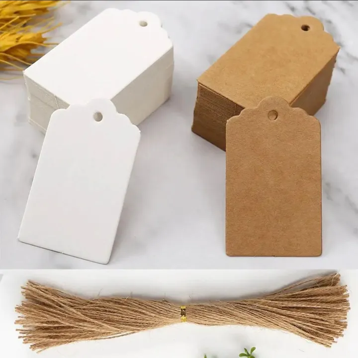 50pcs Kraft Paper Tags Kraft paper Cards with Strings Wedding Birthday ...