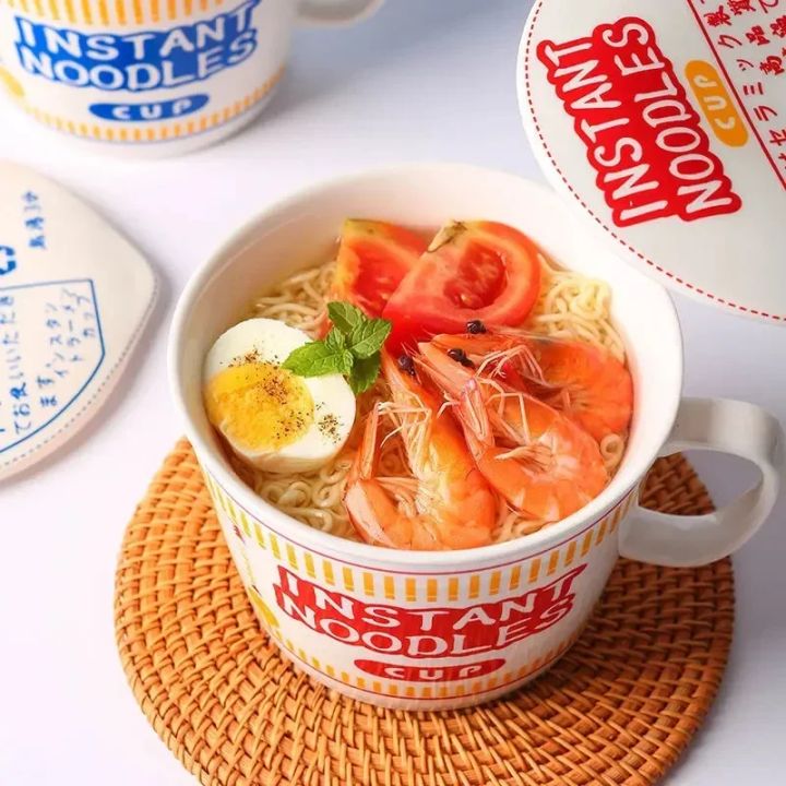 Hot Sale Ceramic Instant Noodle Bowl With Handle Large Capacity instant ...