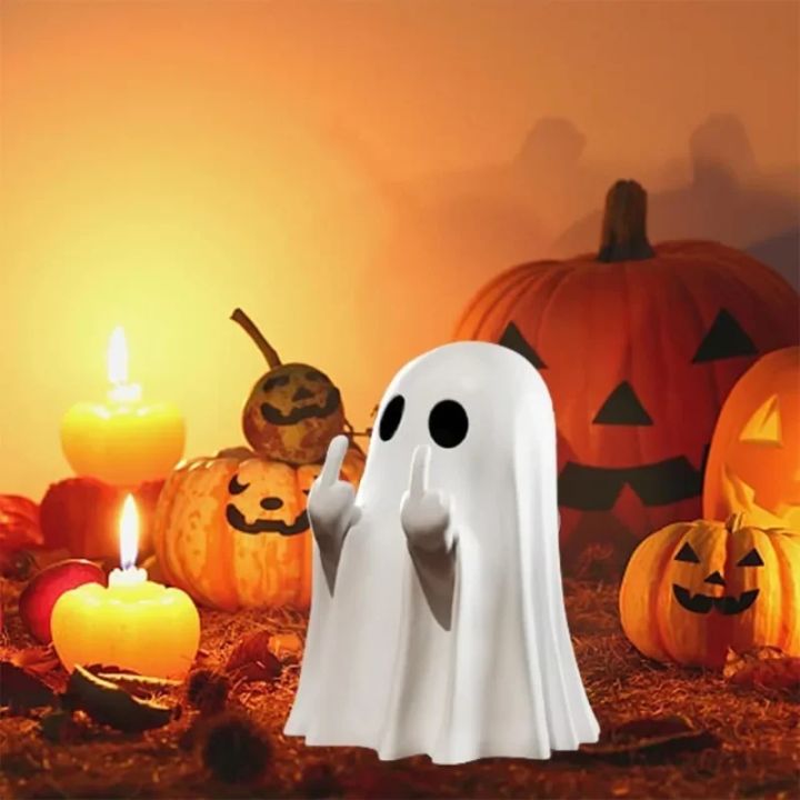 New Middle Finger Cute Ghost Statue Ghosts Small Scary Ghost Figurines ...