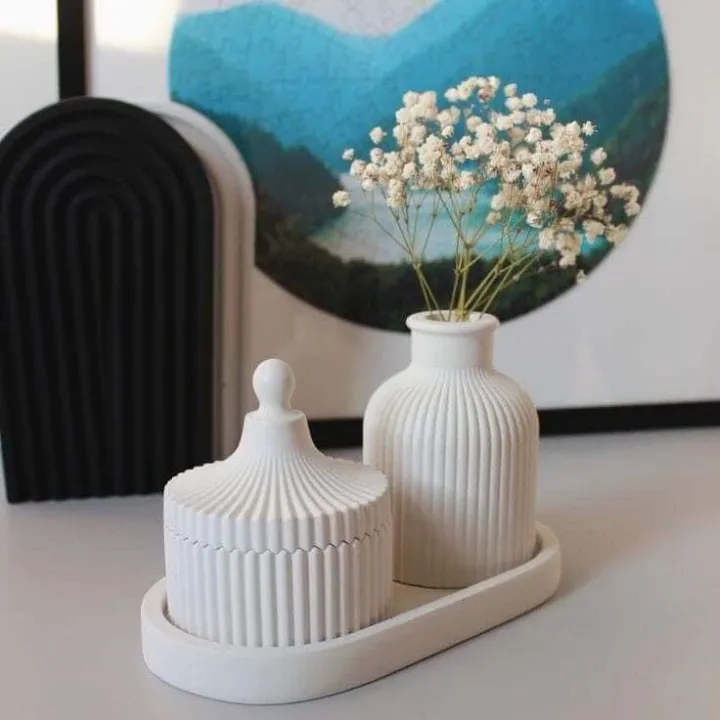 Set of 3 Jewellery storage trinket tray , cement decor tray trinket ...