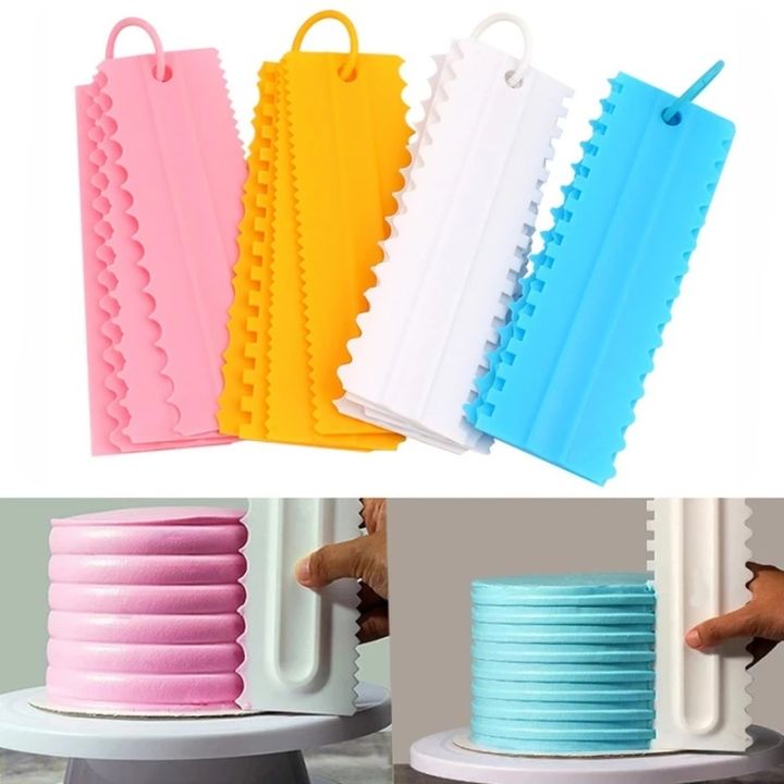 4pcs/set cream scraper PP Cream Smoother Pastry Icing Combs Spatulas ...