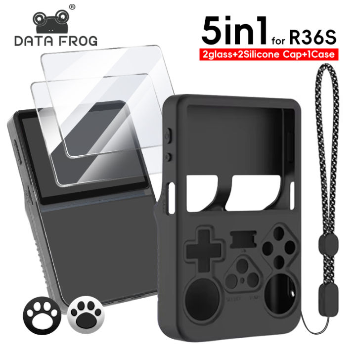 DATA FROG 5 IN 1 Soft Silicone Case+Glass for R36S Game Console Case ...