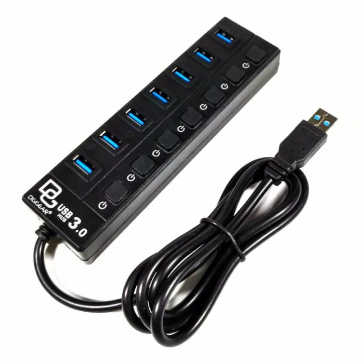 Insten 7 Port High Speed USB 2.0 Hub w/Individual Power Switches On Off ...