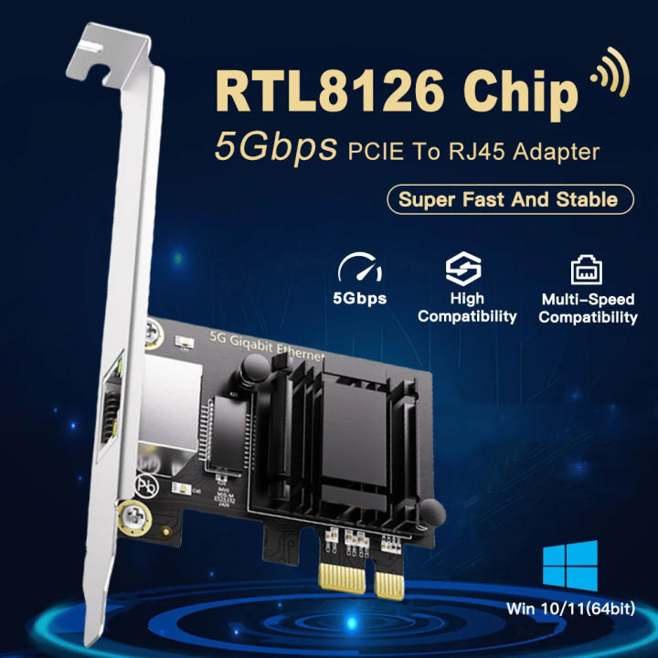 5Gbps Pcie to RJ45 Network Card Realtek 8126 100Mbps/1G/2.5G/5G RJ45 ...