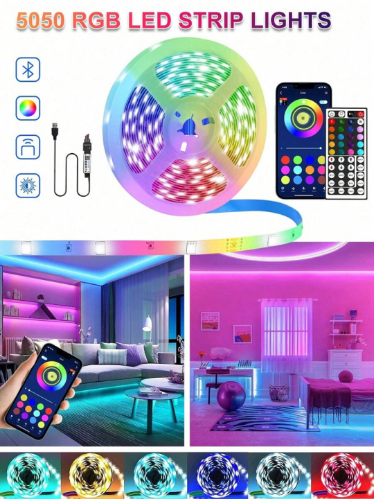 5V LED Strip Light Bluetooth Control RGB 5050 Remote Control Multi ...