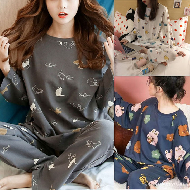 Long-Sleeved Pyjamas Female Autumn and Winter Cute Students Can Wear ...