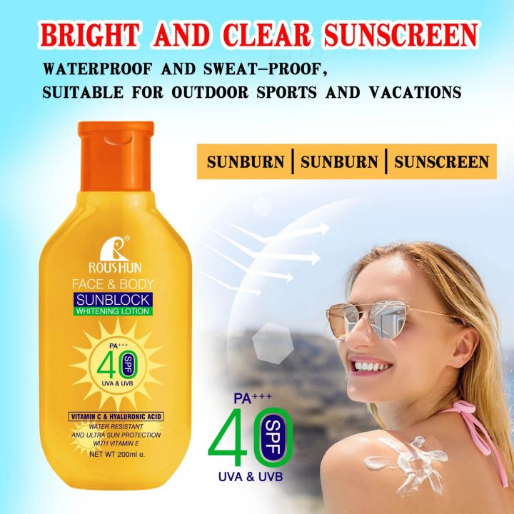 Roushun face & body sun block lotion,40SPF,200ML | Daraz.lk