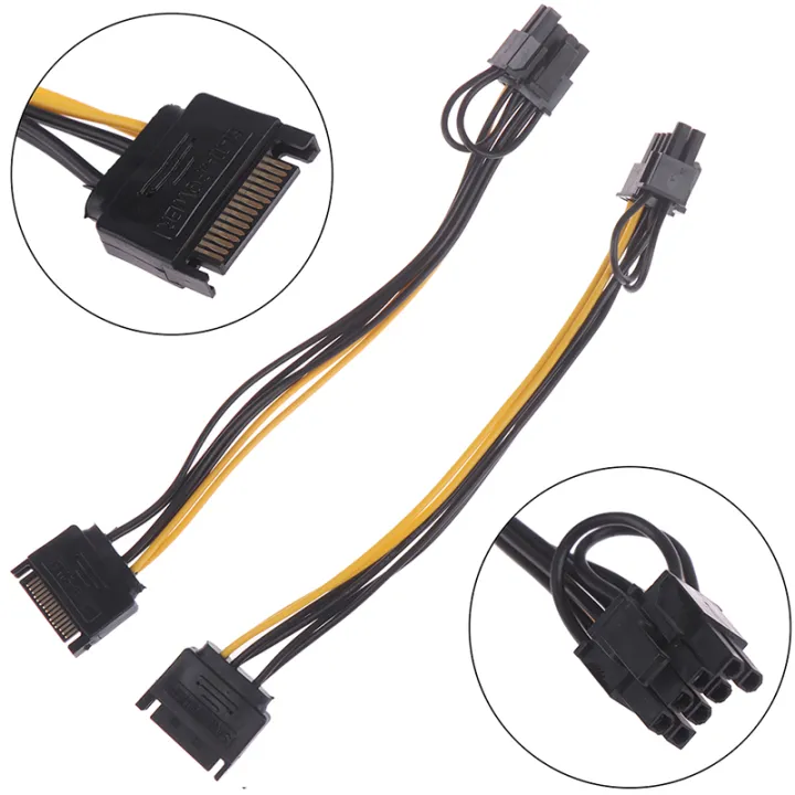 1pc 15pin SATA Male to 8pin(6+2) PCI-E Power Supply Cable 20cm 15-pin 8 ...