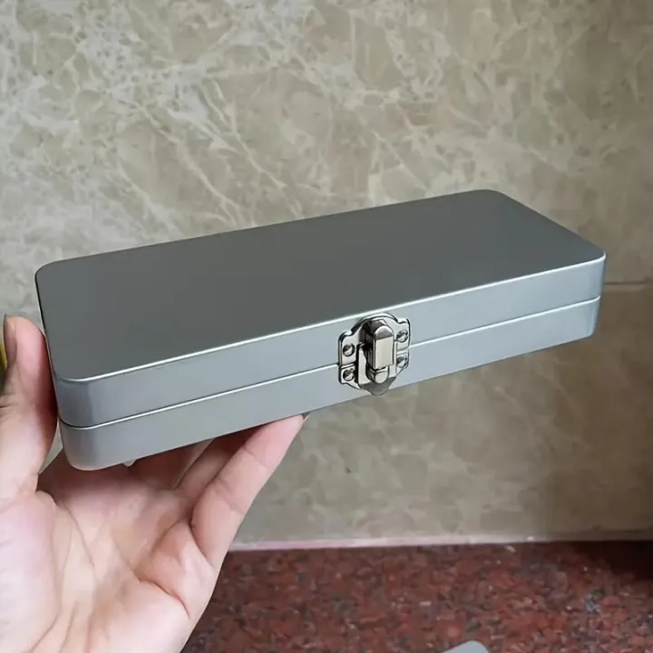 Durable Silvery Gray Metal Rectangular Box with Lid-Ideal for Bills ...