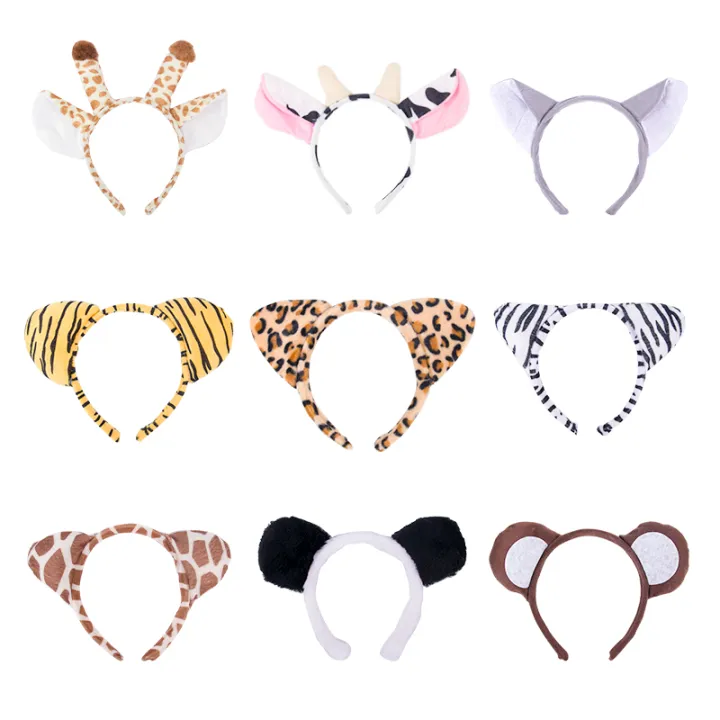 Cute Animals Ears Headband Plush Hair Hoop Zoo Animals Hair Hoop ...