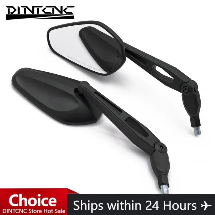 Motorcycle Rearview Mirror Universal for M10 Black Housing 360 Degree ...