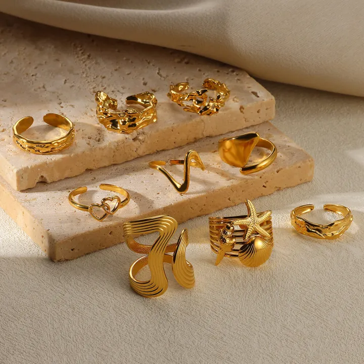 New Design Stainless Steel Irregular Rings For Women Sea Star Shell ...