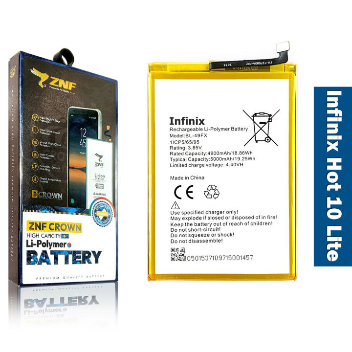 Infinix Hot 10 Lite High Capacity Battery BL-49FX – MAde By ZNF 5000mAh ...