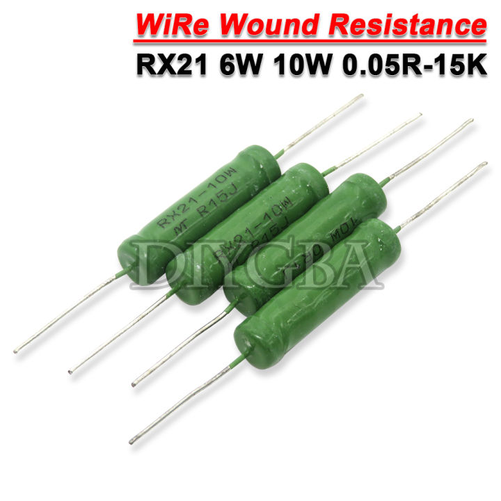 10PCS RX21 5% WiRe Wound Resistance 6W 10W 0.01R 0.05R 0.1R 0.12R 1R ...