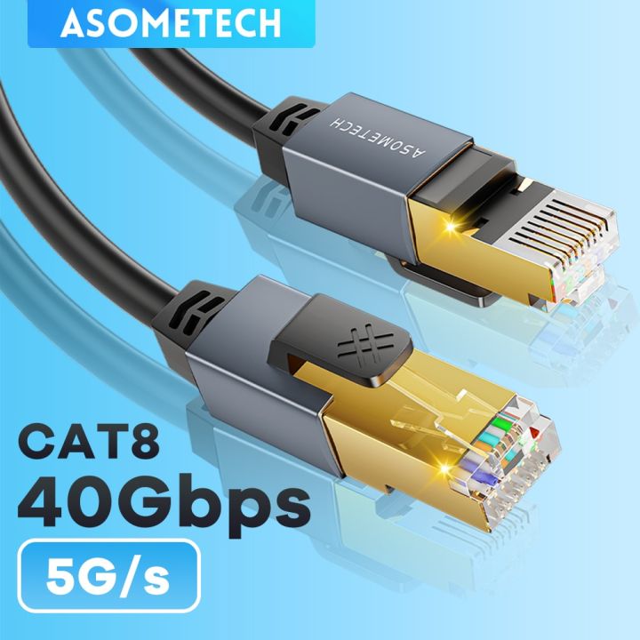 ASOMETECH Cat 8 Ethernet Cable Round / Flat High Speed Ethernet Cable ...