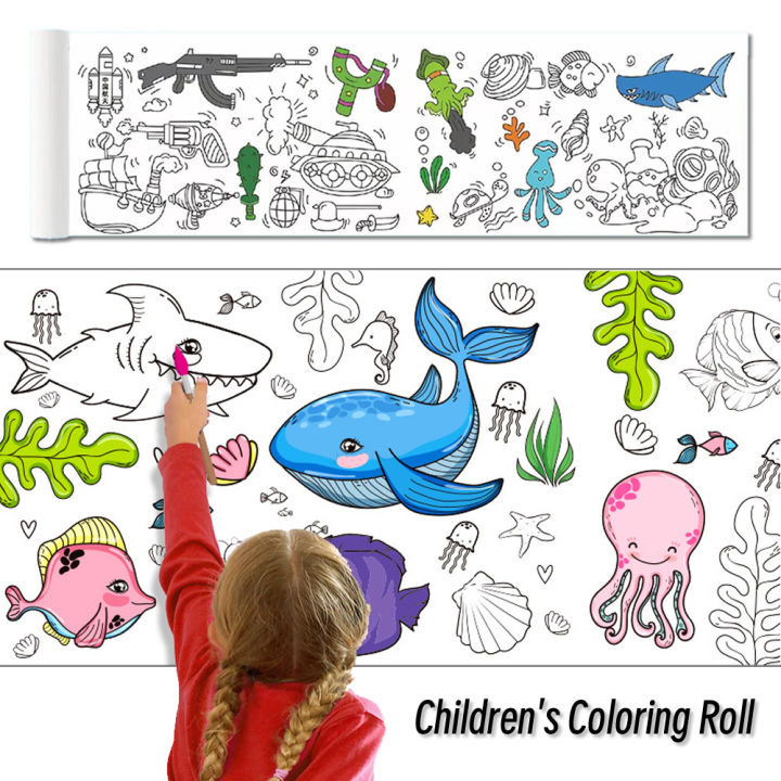 3M Children Drawing Roll DIY Sticky Color Filling Paper Coloring Paper ...