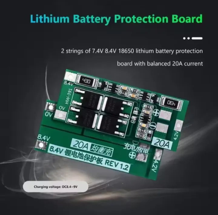 2S 20A 7.4V/8.4V 18650 Lithium Battery Protection Board | 2S BMS Module ...