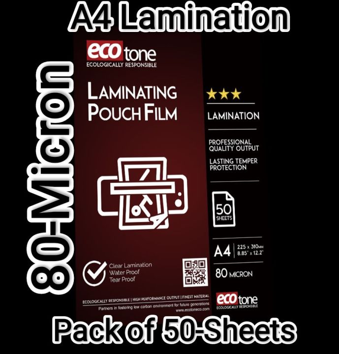 A4 Lamination 80-Micron 50-Sheets | Daraz.pk