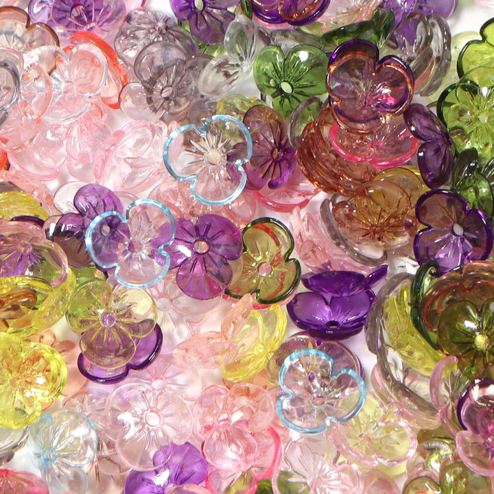 100pcs/lot Colored Flower Bead Caps Loose Spacer Resin Beads For ...
