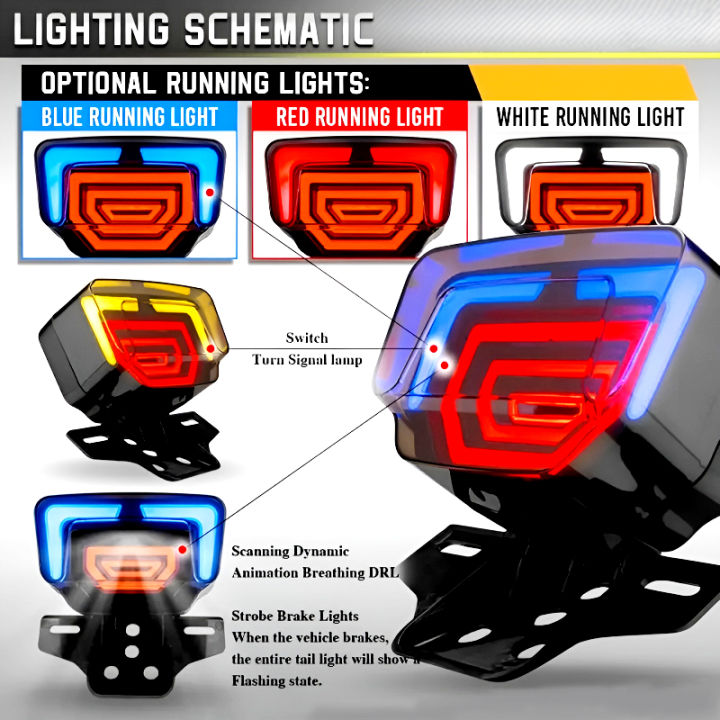 Universal LED Motorcycle Lava Tail Light – Dynamic Animation, DRL ...
