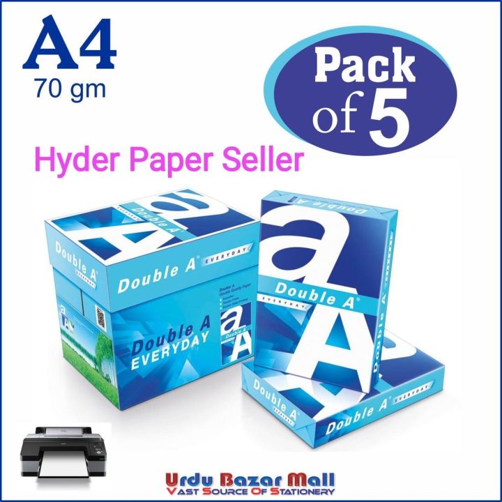 Double A paper A4 Size 70 Gsm 5 Ream Box | Daraz.pk