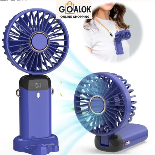 4000mAh Handheld Mini Fan Foldable Portable Neck Hanging Fans 5 Speed ...