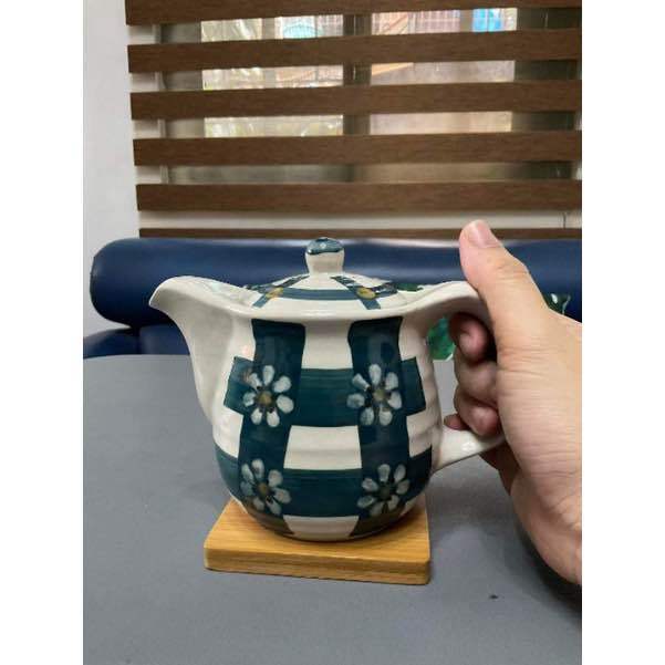 Green Tea Pot Ceramic Tea Pot Floral Design Aesthetic And Trendy ...