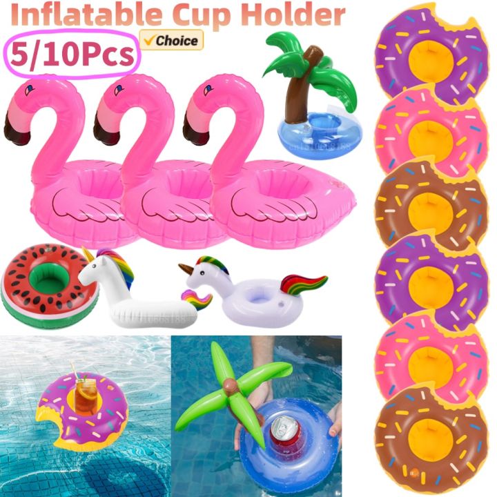 1-10Pcs Floating Cup Inflatable Flamingo Drinks Cup Holder Pool Float ...