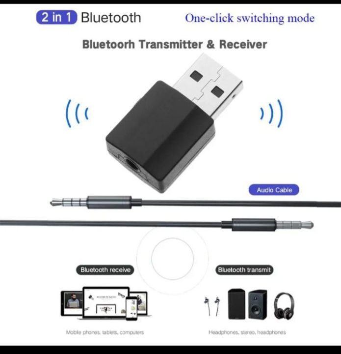 Bluetooth 5.0 Adapter Audio Receiver and USB Transmitter, 2 in 1, 33ft ...