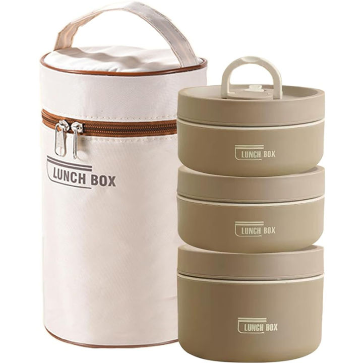 Portable Insulated Food Lunch Container Set with Thermal Lunch Box 3 ...