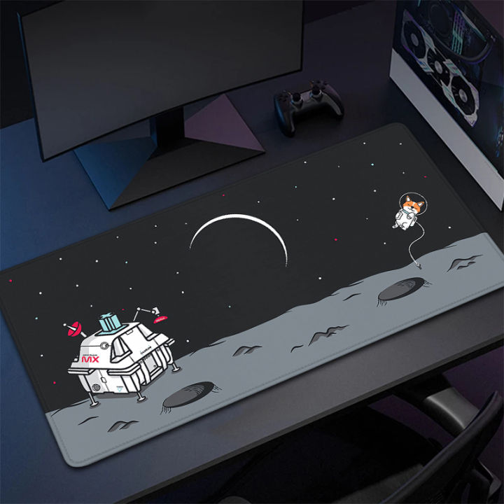 Lunar Landing Desk Mat Gaming Mouse Pad Dark Space Mousepad Gamer ...