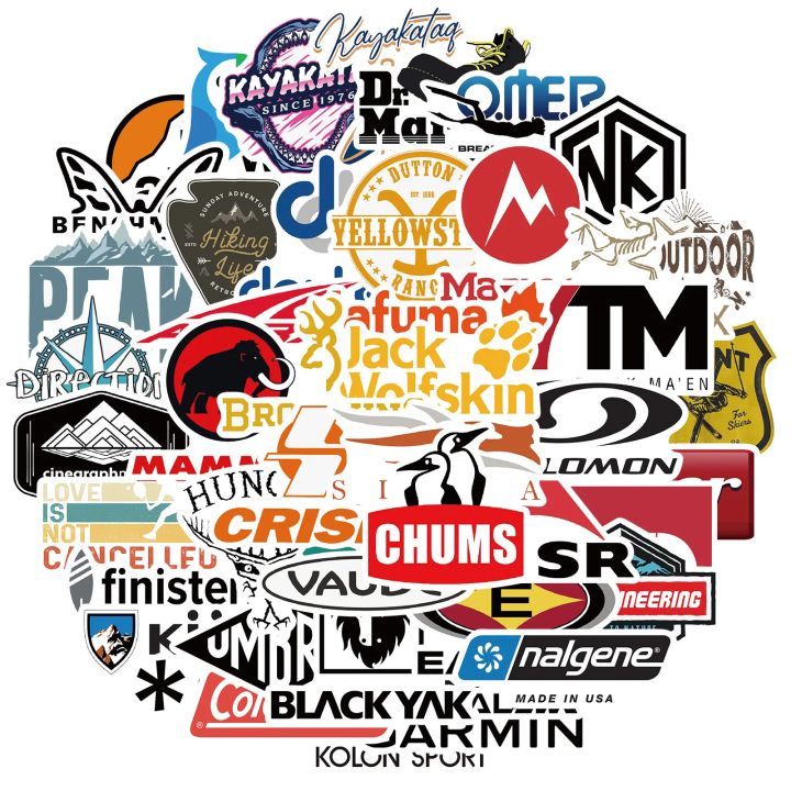 50Pcs Outdoor Brand Cartoon Stickers Cool Brand Logo Stickers Laptop ...