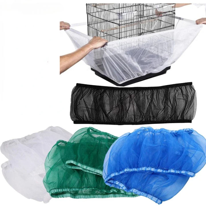Mesh Bird Cage Cover Shell Skirt Net Easy Cleaning Catcher Guard Bird ...