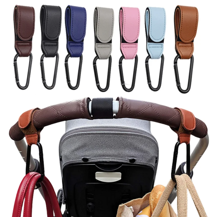 2Pcs Leather Cart Hooks Baby Stroller Hook PU Adjustable Pram Hook ...
