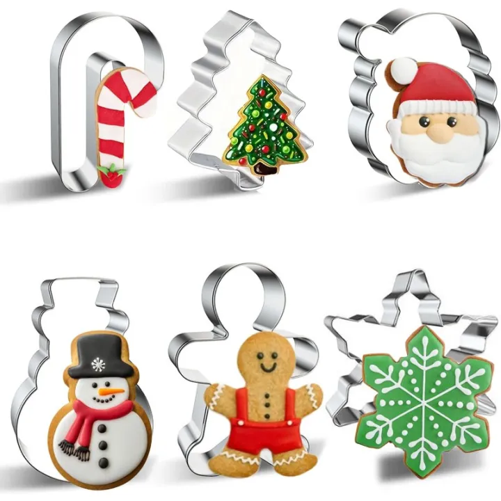 6pcs Christmas Cookie Cutter, Festive Cookie Cutter Shapes, with ...