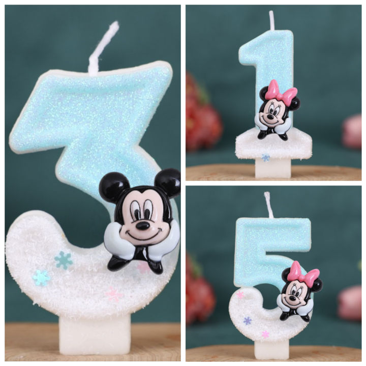 Hot Happy Birthday Number 0-9 Candles Cartoon Mickey Minnie Mouse ...