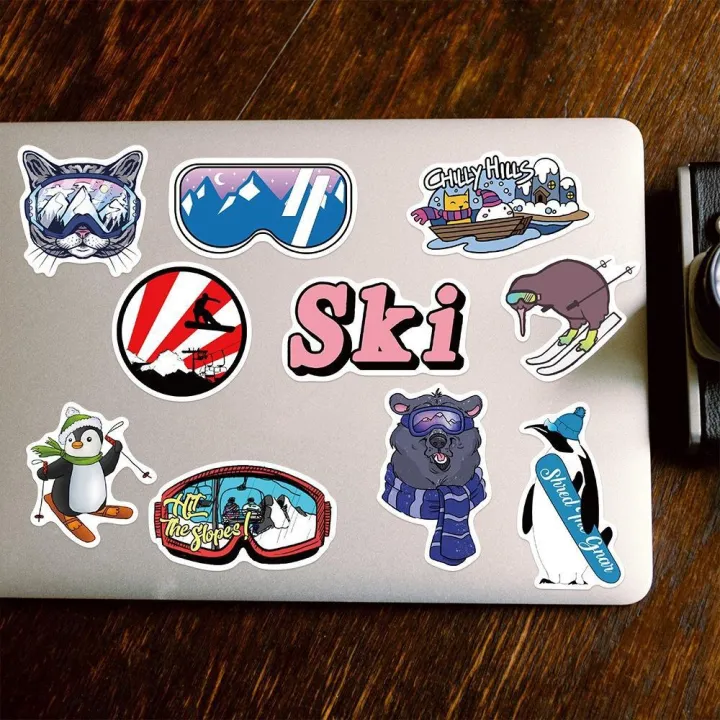 50PCS Skiing Stickers Winter Outdoor Sport Graffiti Cartoon Stickers ...
