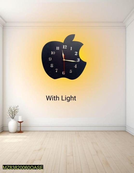 apple shape analog Wall clock with light | Daraz.pk