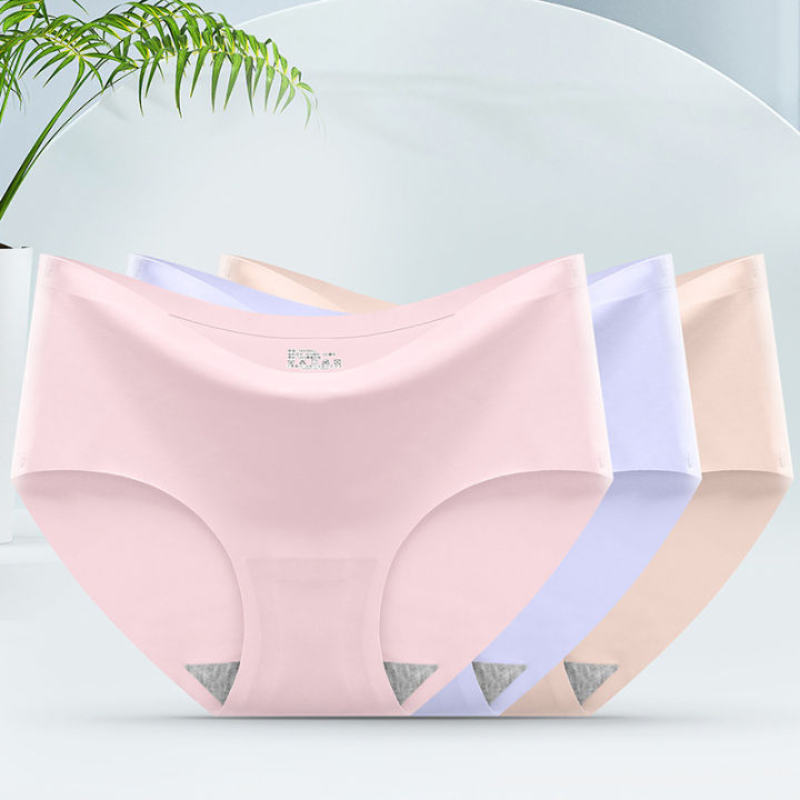 3pcs Womens Ice Silk Underwear Traceless Underwear One Piece Underwear 0059