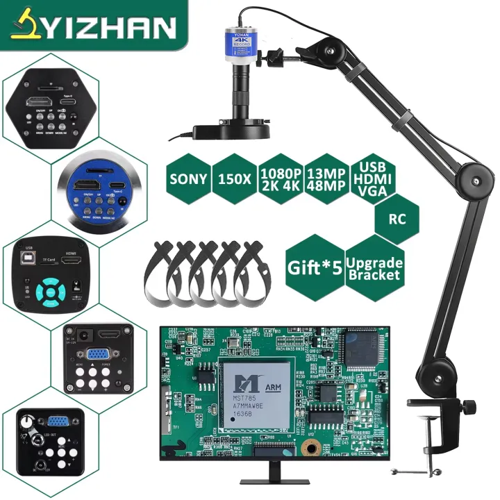 48MP 4K Industrial Microscope For Soldering Repair Sony Chip USB HDMI ...