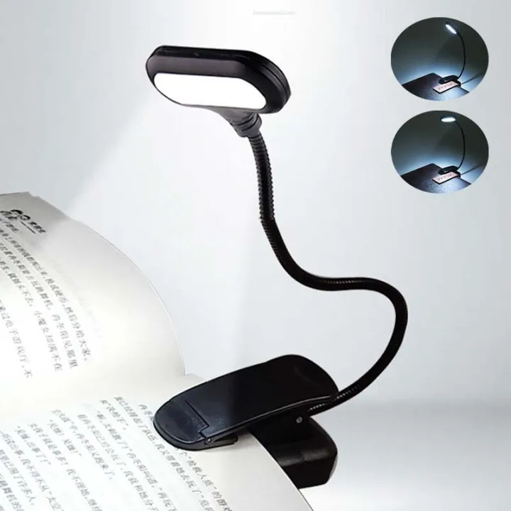 Mini LED Book Lamp Adjustable Clip-On Table Lamp Battery Powered Eye ...