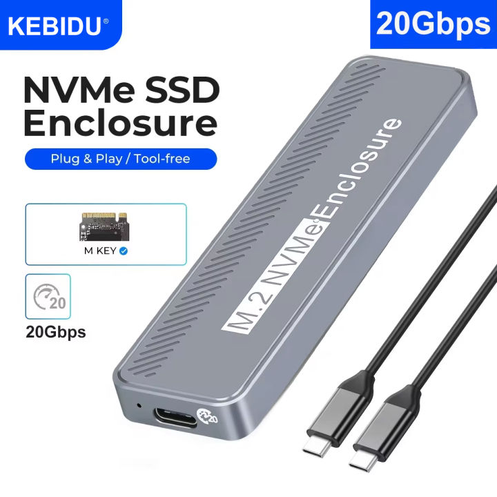 NVMe M.2 SSD Enclosure NVMe NGFF 20Gbps PCIe M.2 SSD Case Portable USB ...